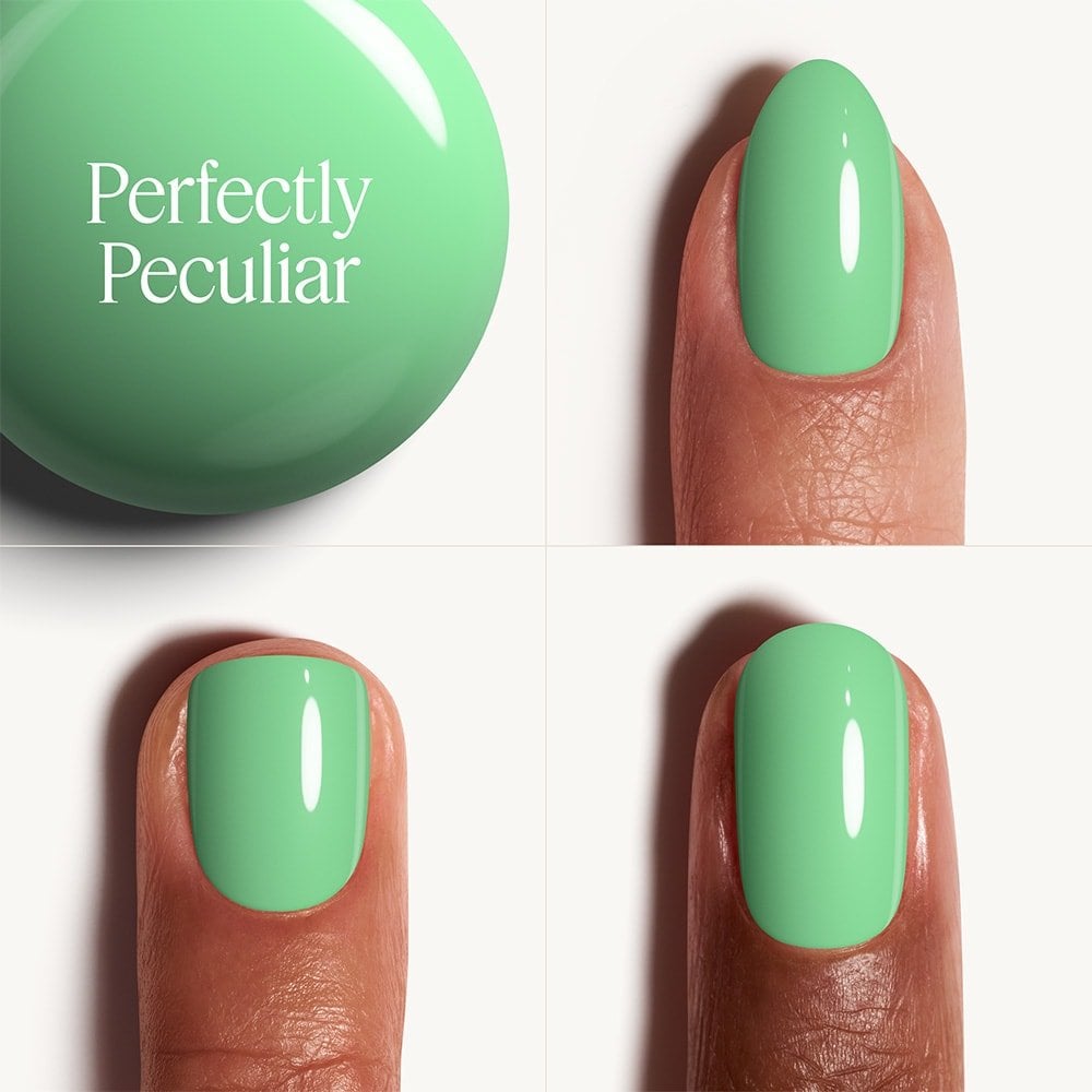perfectly peculiar - a bright minty green vegan nail polish with blue ...