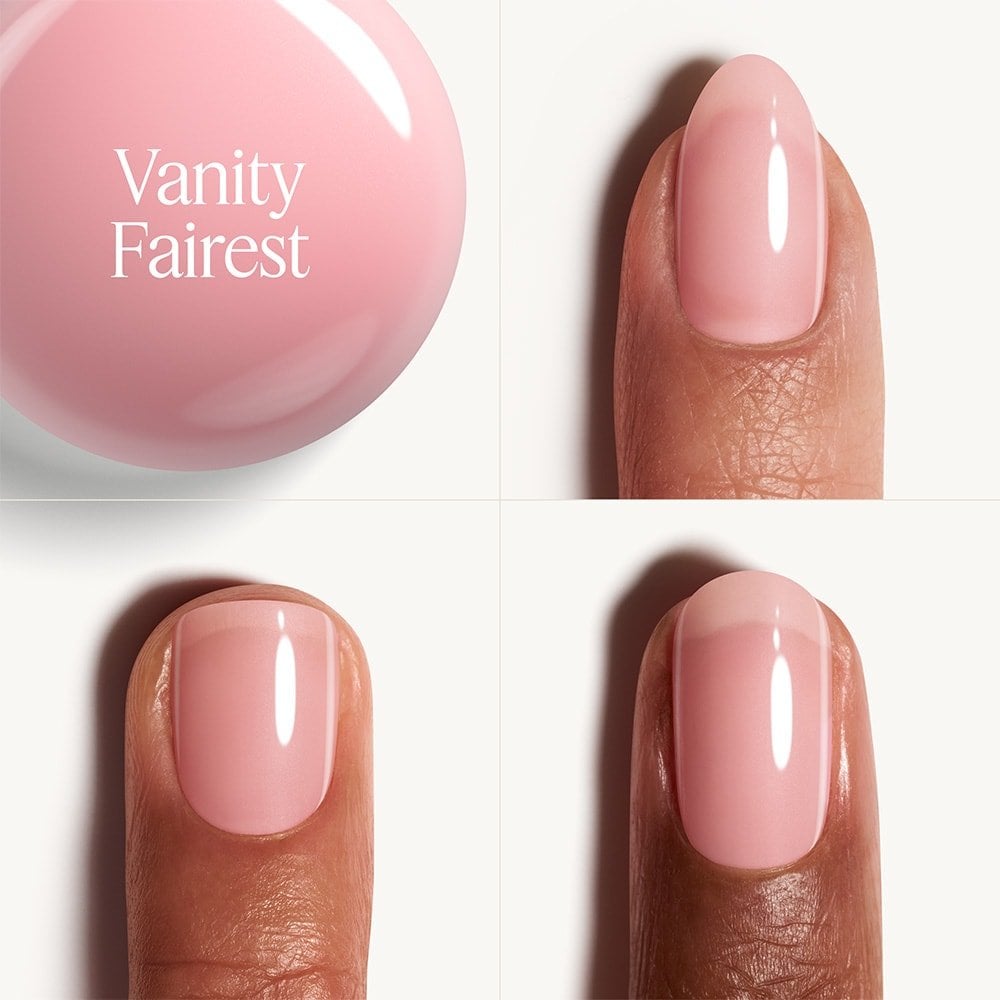 vanity fairest - sheer pastel pink shimmer nail polish & color - essie