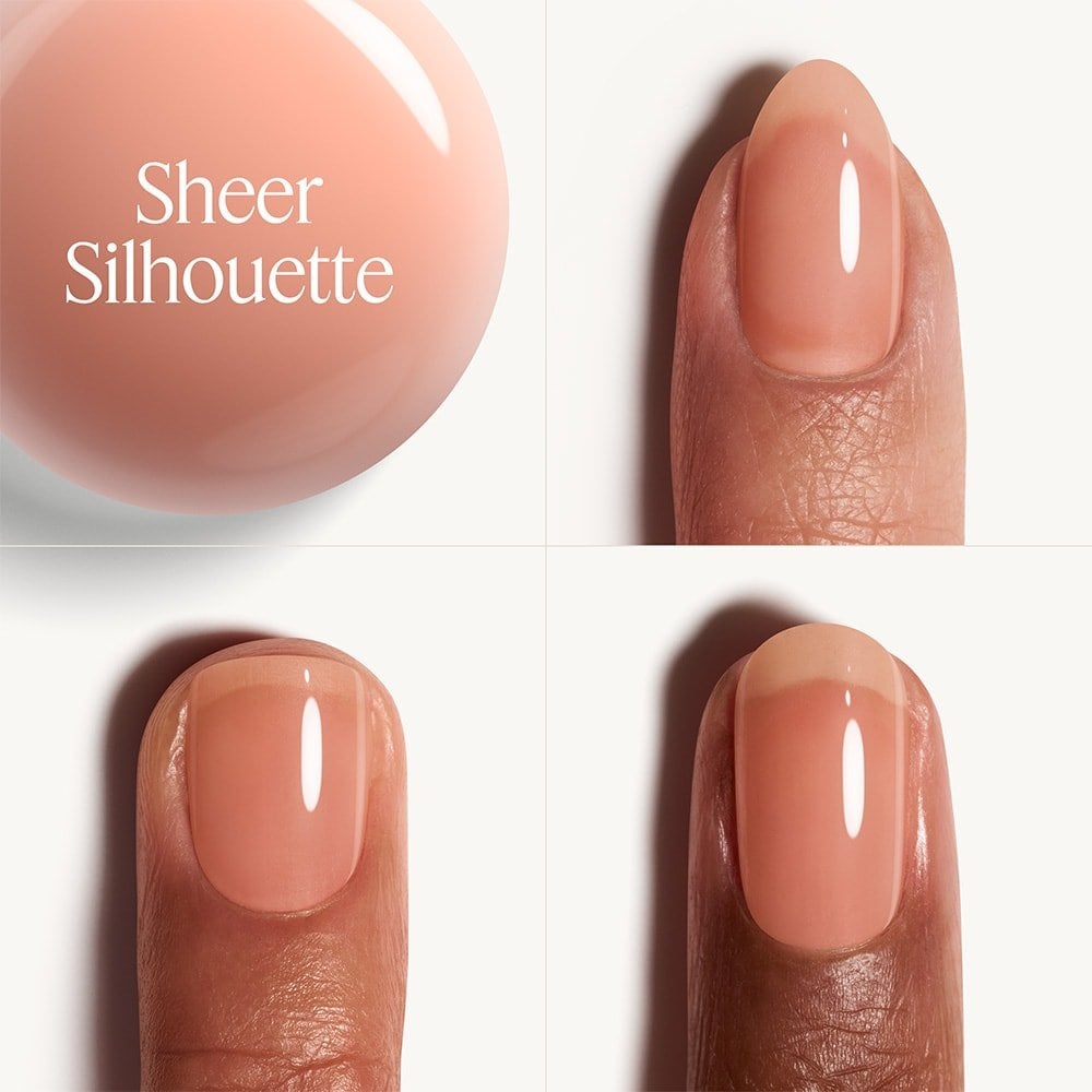 sheer silhouette, essie gel couture longwear nail polish