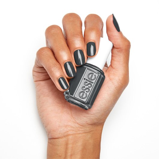 on mute : hushed charcoal gray, nail enamel | essie